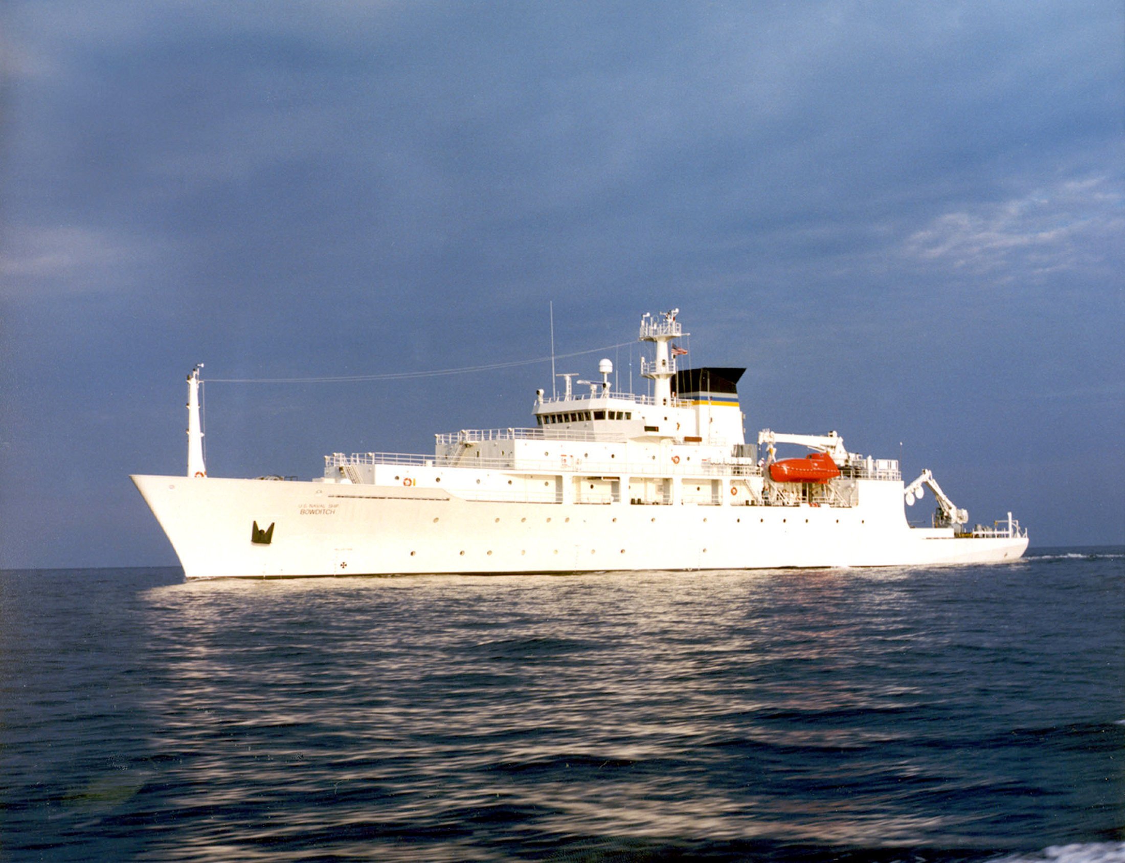 The oceanographic survey ship, USNS Bowditch, which deployed an ...