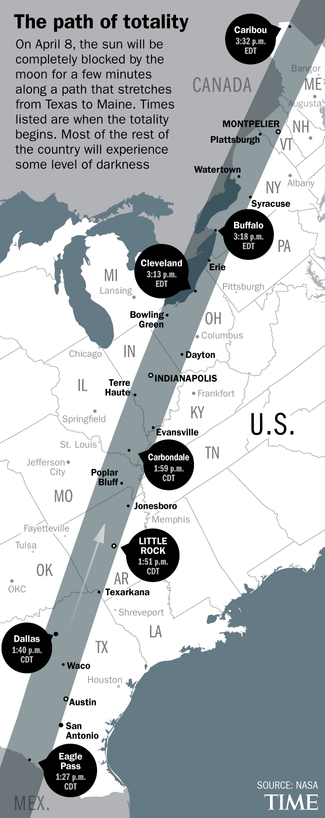 Solar Eclipse 2024: Path of Totality Map