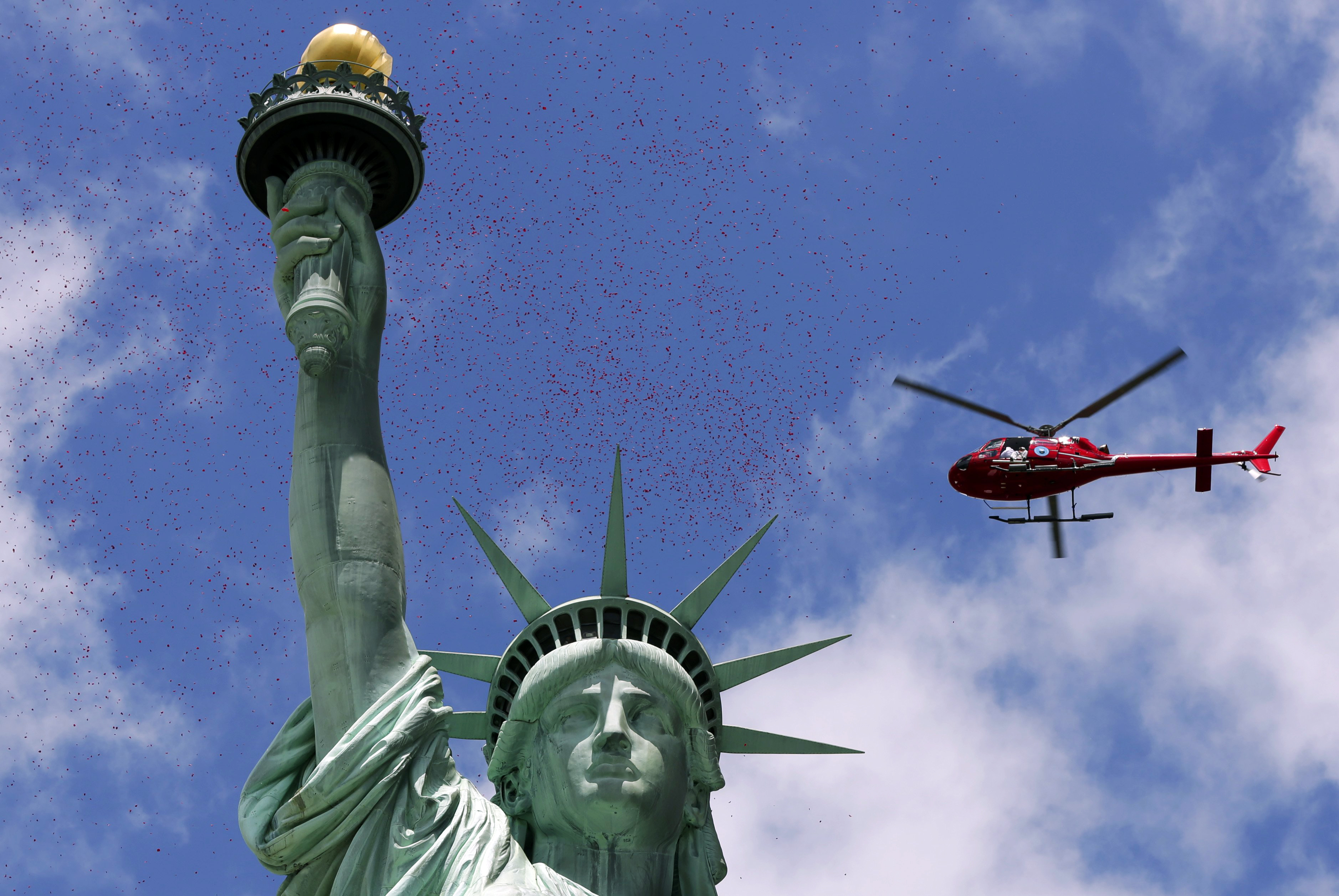 New York Drops 1 Million Rose Petals on Statue of Liberty For D-Day